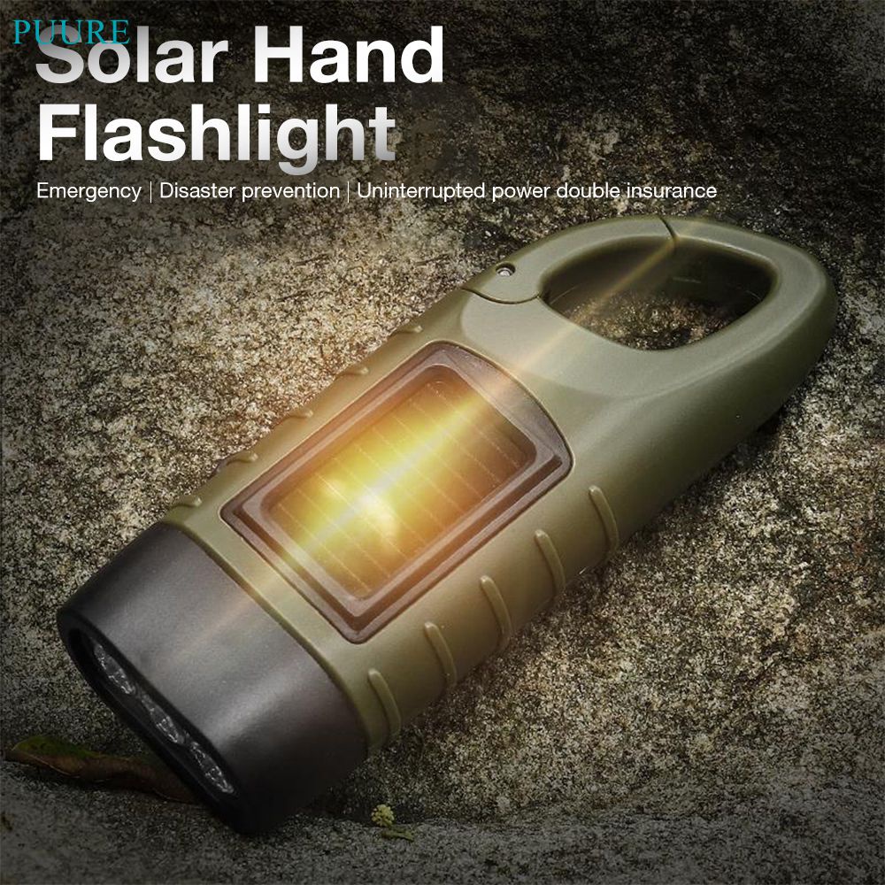 Solar LED flashlight hand crank rechargeable life saving equipment ...