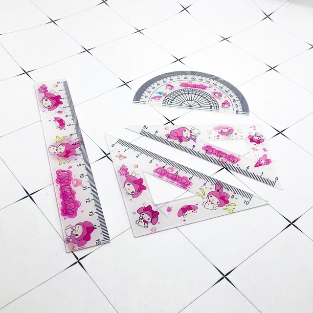 4Pcs/Set Sanrio Acrylic Ruler Set Kuromi Pochacco Measuring Tools Ruler ...