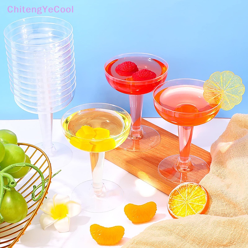 【HGPH】 10pcs New Plastic Champagne Flutes Disposable Clear Plastic ...