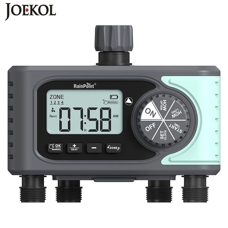 4 Zones Water Timer, Garden Hose Timer With Rain Delay, Manual Watering ...