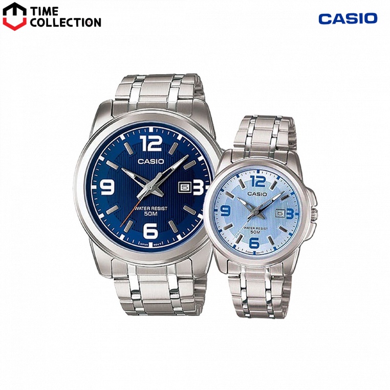 Casio Couple Watch COUPLE-1314D-2A Analog Stainless Steel Strap Watch | Shopee Philippines