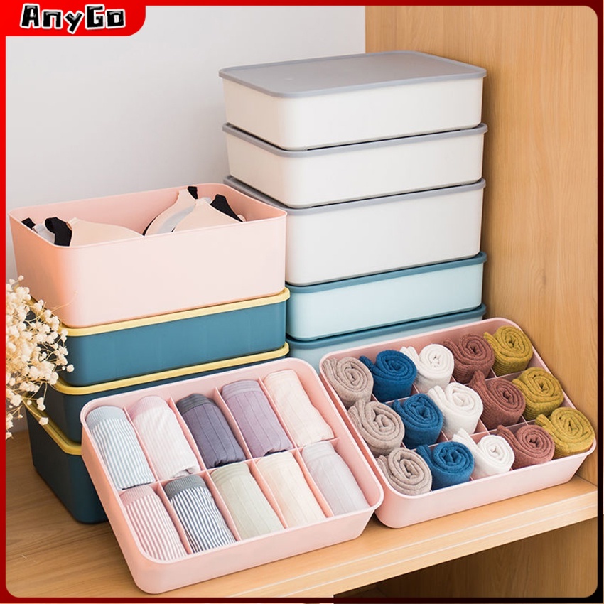 Creative Multi Grids Underwear Bra Socks Clothes Storage Box Closet ...