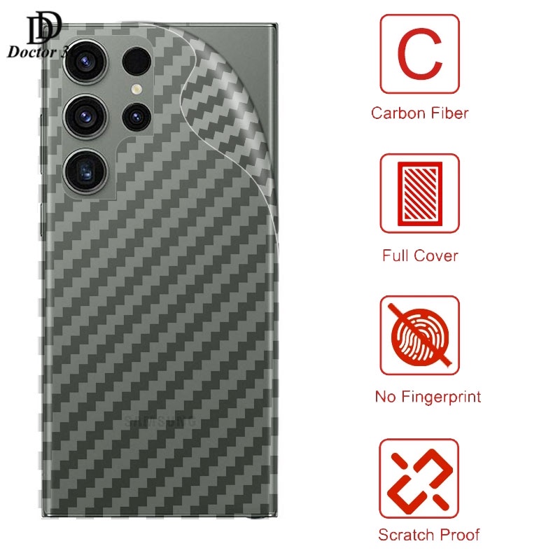 3D Transparent Carbon Fiber Sticker For Samsung ss Galaxy S24 S23 Ultra Plus S24+ S23+ FE 4G 5G ...