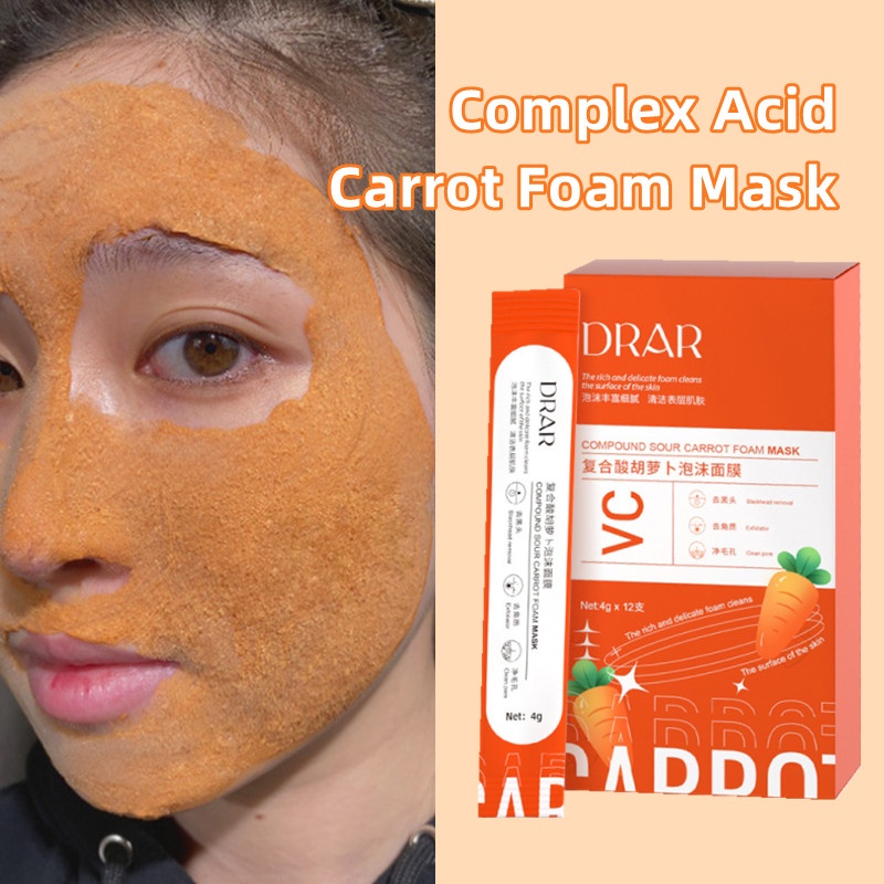 DRAR Complex Acid Carrot Foam Mask 12pcs/box Carrot Mask Bubble Mask ...