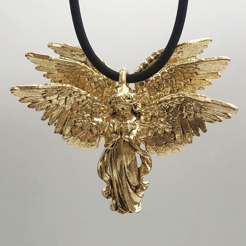 Pure Copper Handicraft Six-Wing Angel Pendant Necklace Prayer Sweater ...
