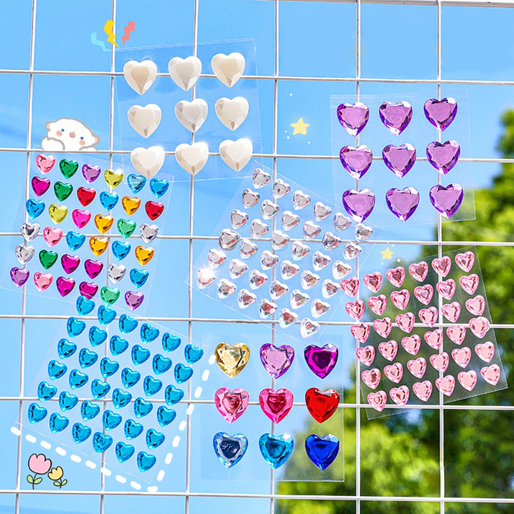 3D Love Heart Gem Stickers Self Adhesive Diamond Jewel Rhinestone ...