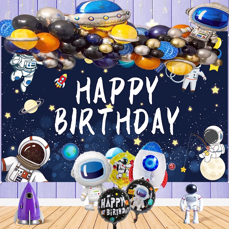 Astronaut Planets Outer Space Theme Party Backdrops Banner Tablecloth ...