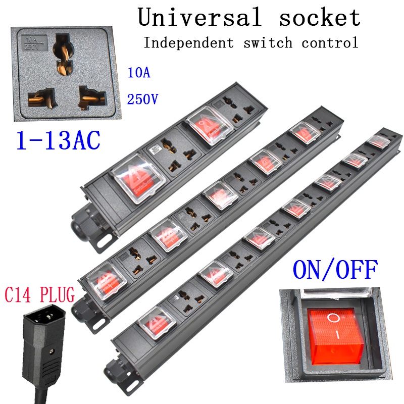 PDU 1U network cabinet rack mounted power board distribution 10A ...