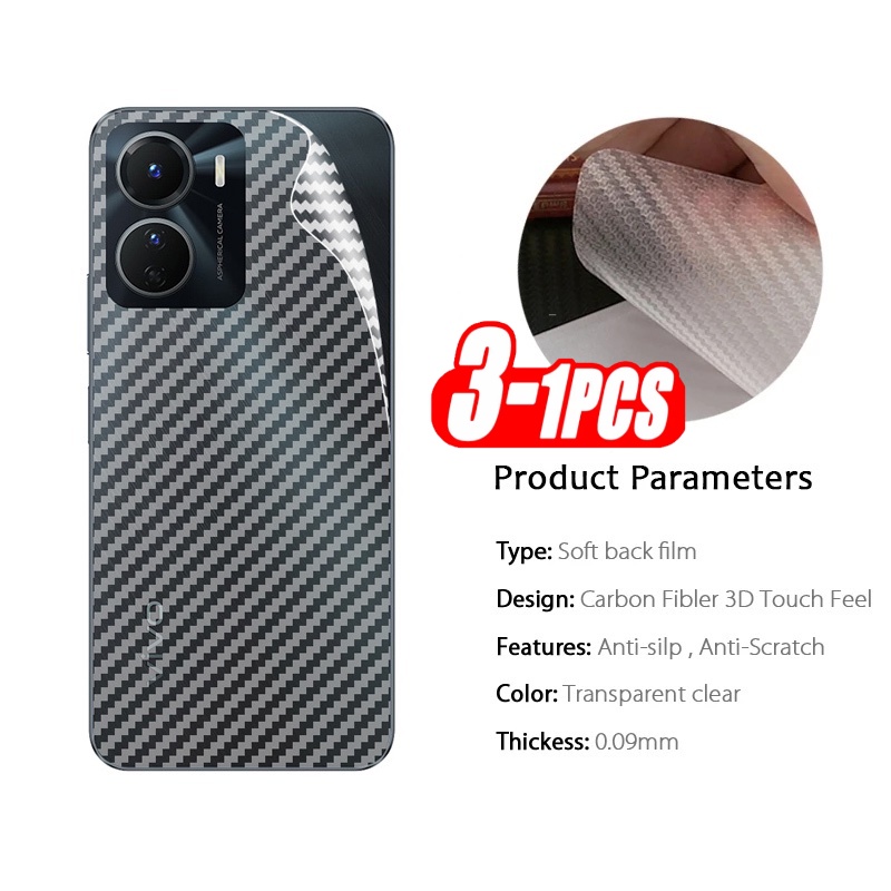 3D Back Carbon Fiber Phone Screen Back Film for Vivo Y16 VivoY16 Y35 ...