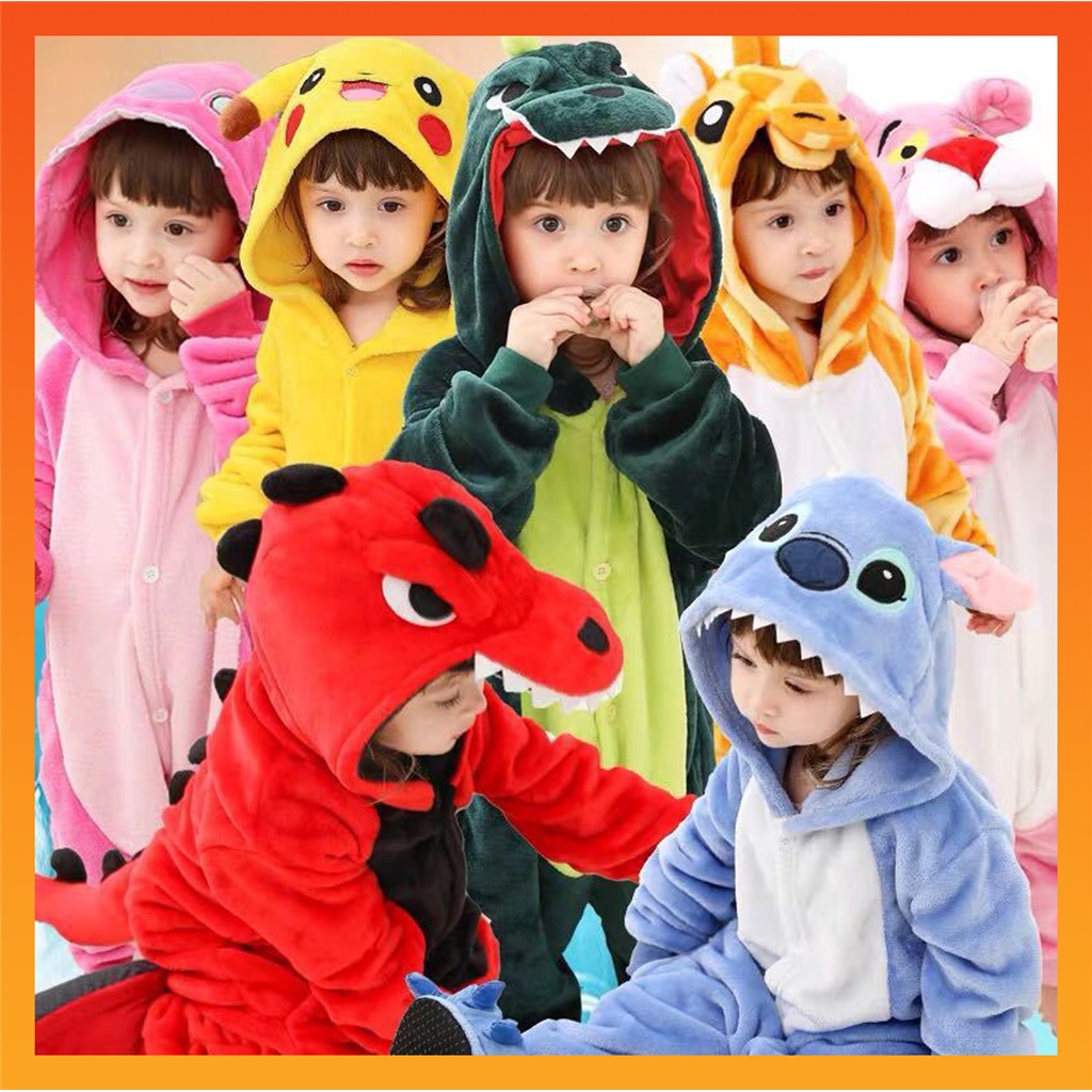 Kigurumi Stitch Dinosaur Pikachu Giraffe Onesies Kids Children Animal Cartoon Pajamas Jumpsuit ...