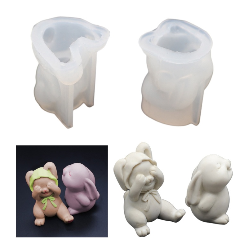 jio Rabbit Silicone Mold 3D Bunny Scented Mould for Wax Making DIY ...