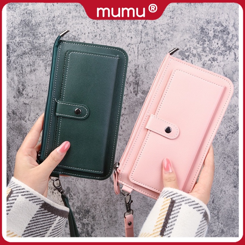 Mumu 1006 Korean Leather Long Wallet With Zipper Fashion Leather ...
