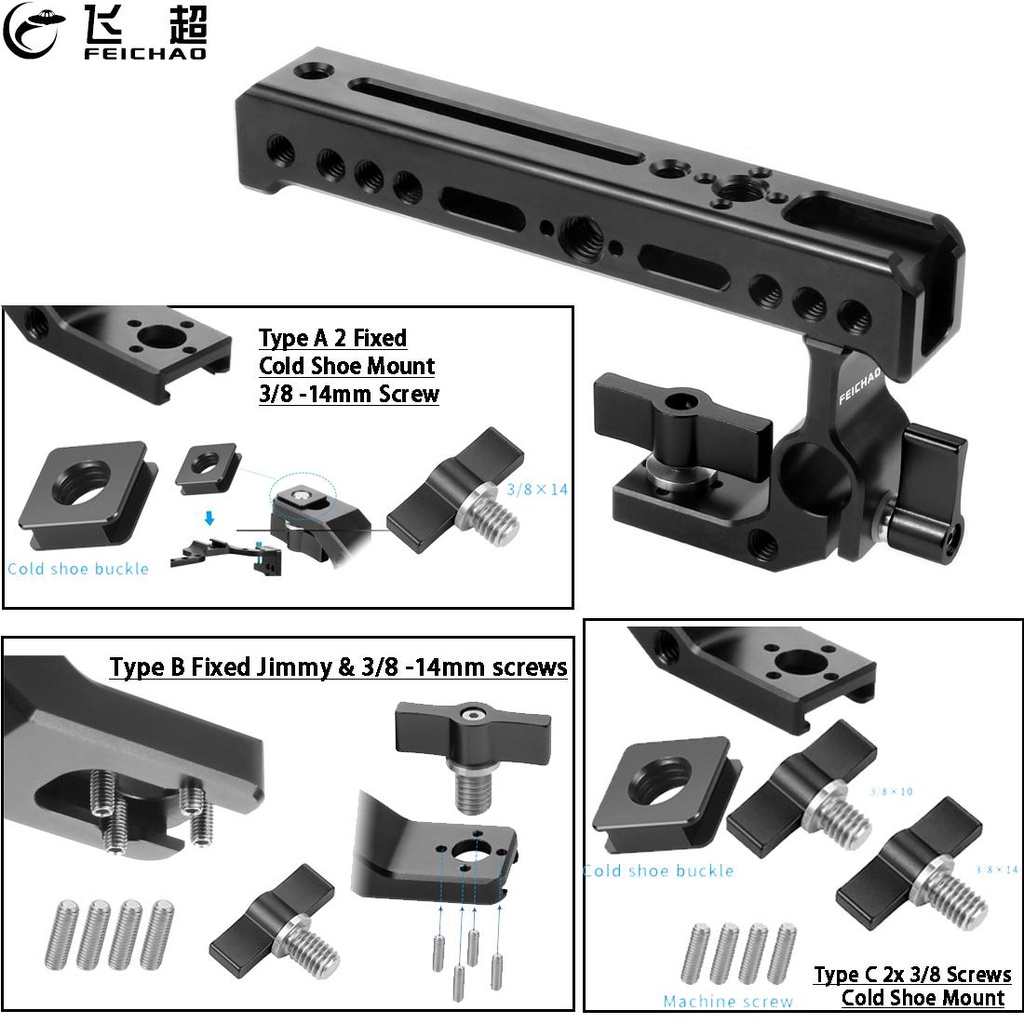 FEICHAO New Top Handle Grip Lifting Bracket Arri Cheese Mount 1/4 3/8 ...