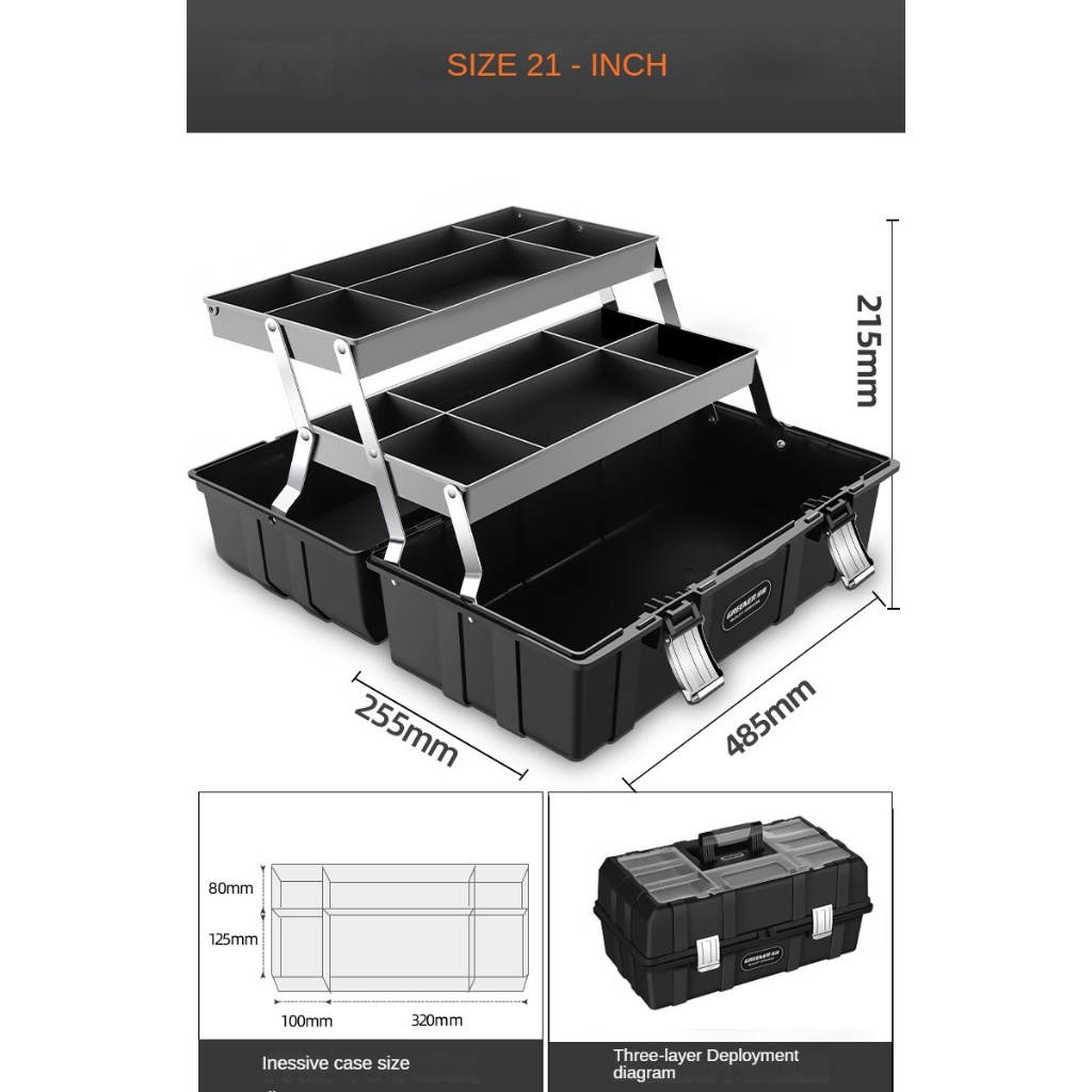 GREENER Tool Box LUXURY 21 INCH Tool Box - Multifunctional 3 Layer Tool ...