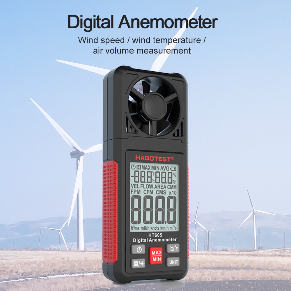 HABOTEST HT605 Handheld Anemometer Digital Wind Speed Meter with ...