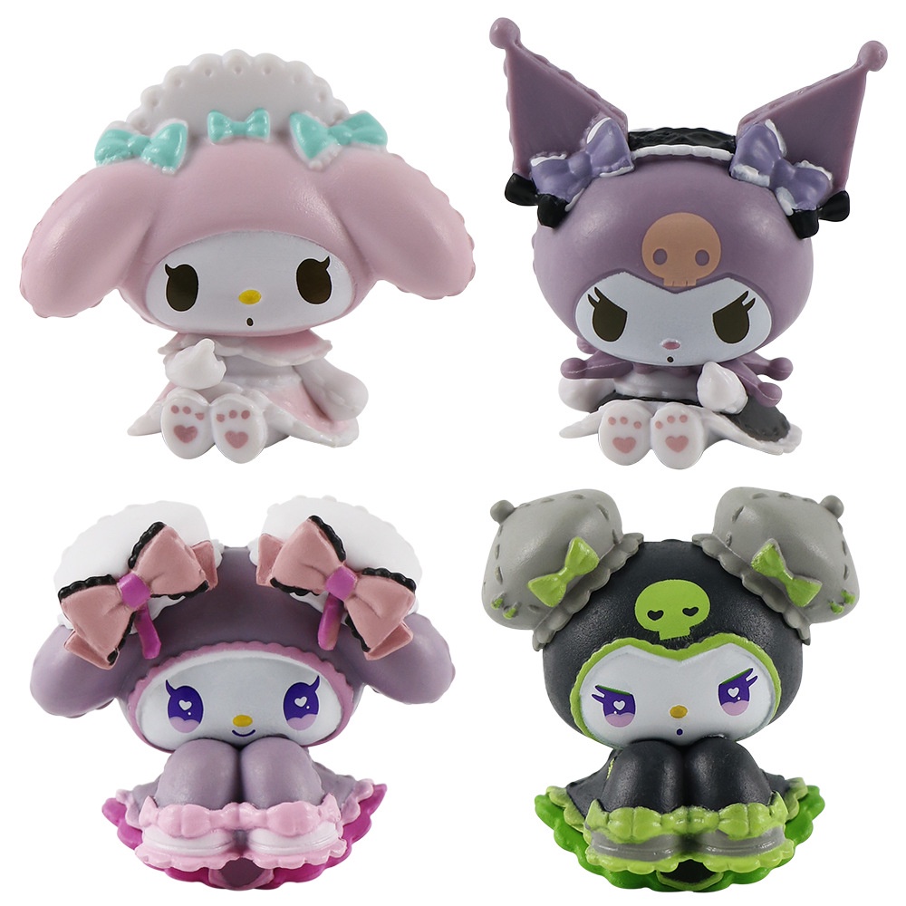 Kawaii Mini Kuromi Figure Sanrio Cartoon Lolita Style Figurines PVC ...