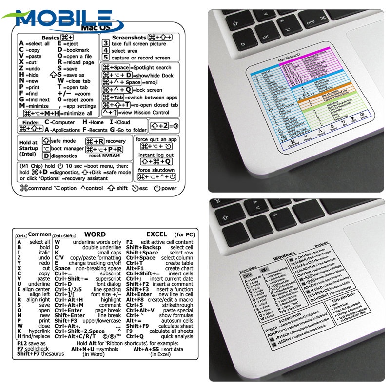 Self-adhesive Shortcut Key Label Popular Computer Shortcut Quick Finder ...