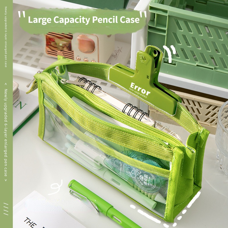 Large Capacity Japanese Transparent Pen Case Pencil Case Girl Student ...