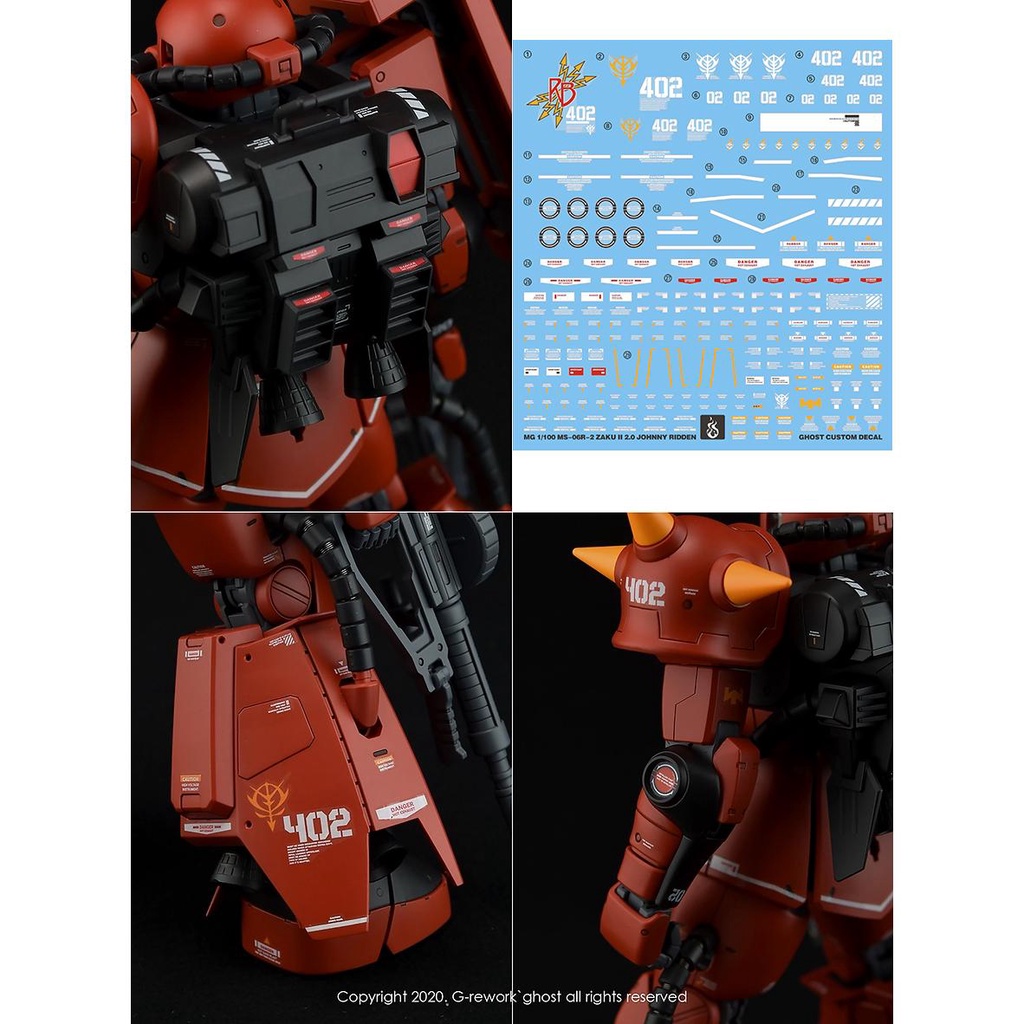 YAN GHOST MG ZAKU 20 RED JOHNNY RIDDEN Water Slide Decal | Shopee ...