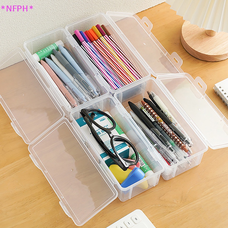 CKFR 1pc Extra Large Capacity Plastic Pencil Box Stackable Translucent ...