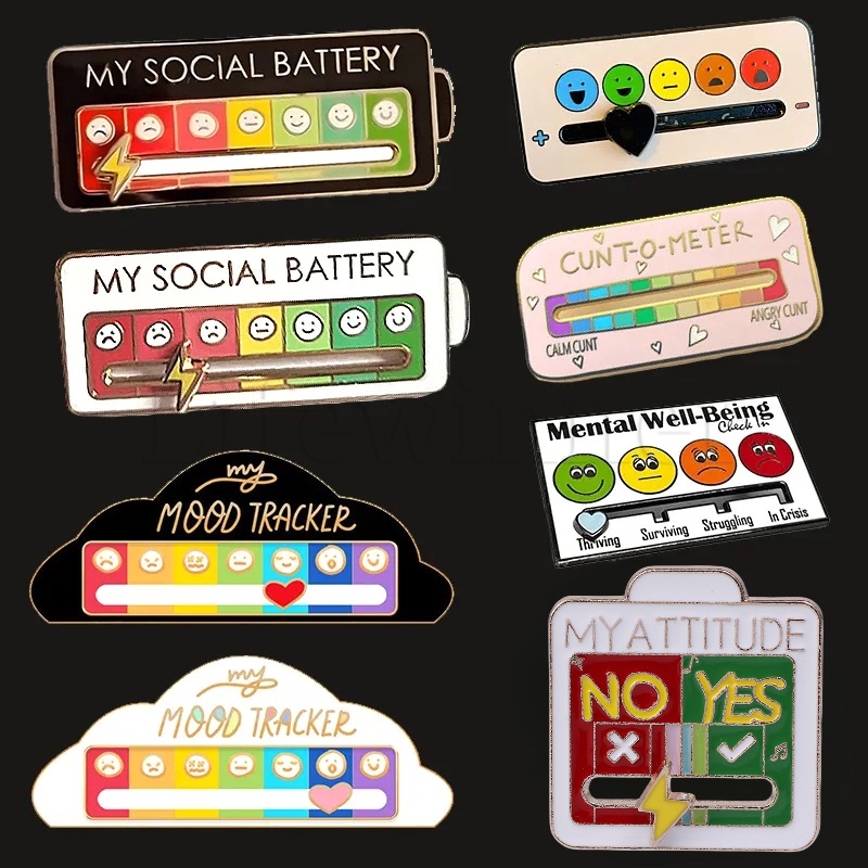 Energy Indicator Lapel Pins Metal Mood Tracker Cute My Social Mood ...