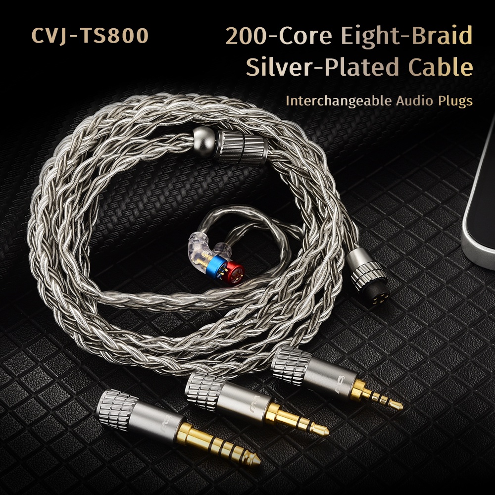 CVJ TS800 200 Core Eight Braid Silver-Plated Cable Earphones Metal HIFI ...