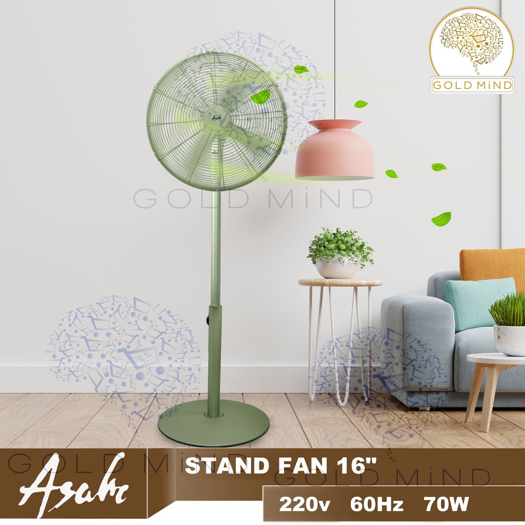Asahi Retro Style Stand Fan 16in Metal Fan Blade - Gold Mind Everyday ...