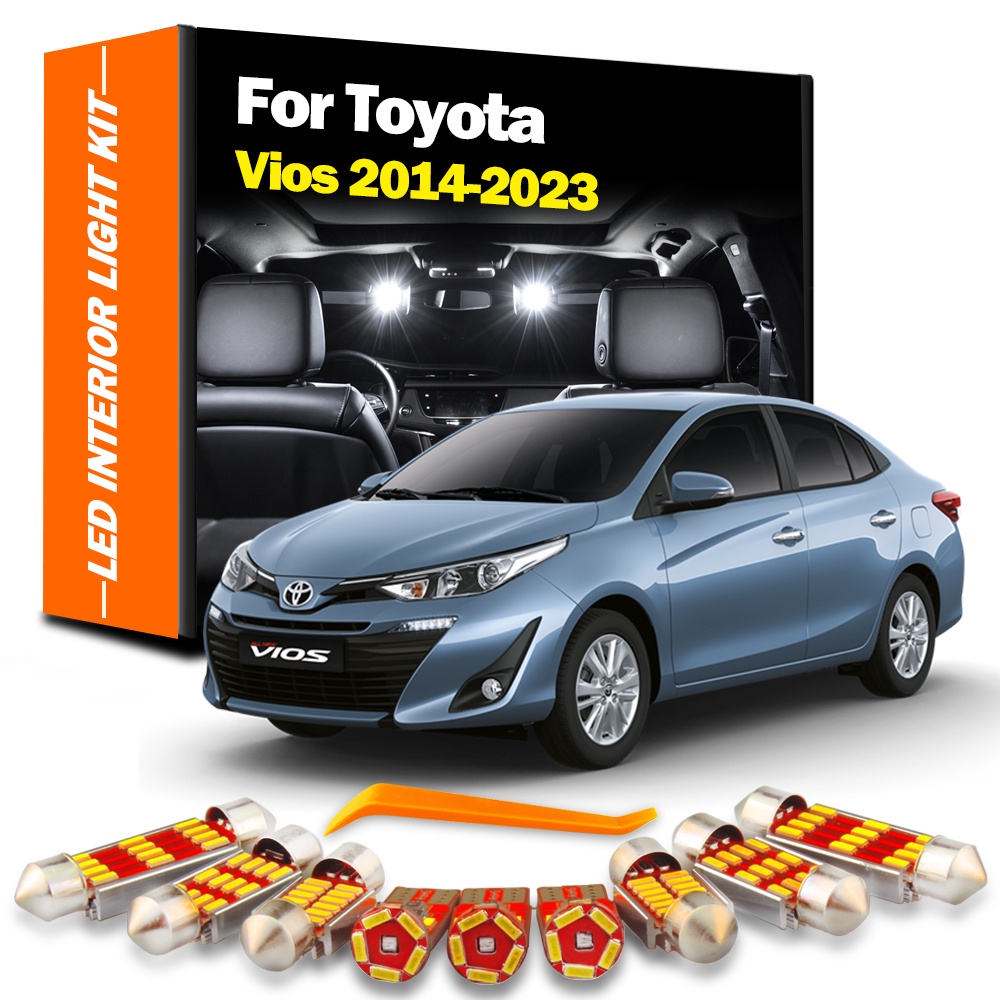 8pcs Interior LED For Toyota Vios 2014 2015 2016 2017 2018 2019 2020 ...