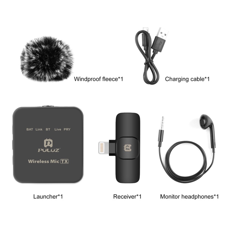 PULUZ Professional Wireless Lavalier Lapel Microphone Cordless ...