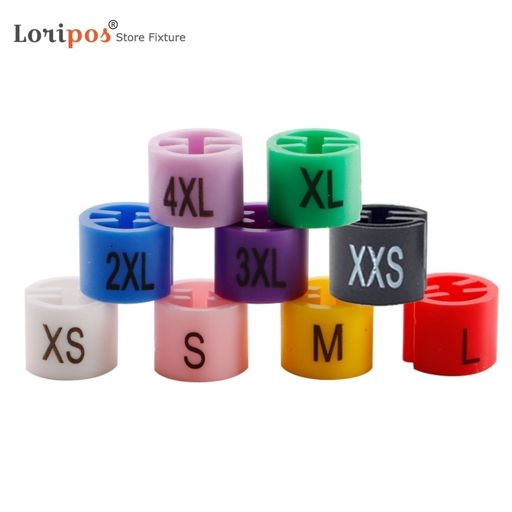 100pcs Per-printed Plastic Hanger Size Marker Round Size Tags Color ...