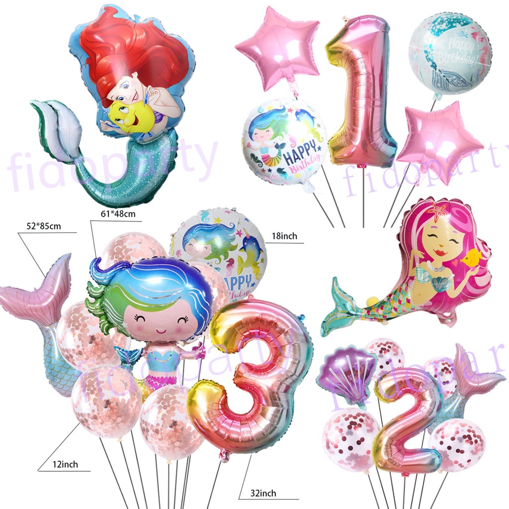 10pcs Cute Mermaid Tail Balloon 32inch Number Balloon Wedding Girls ...