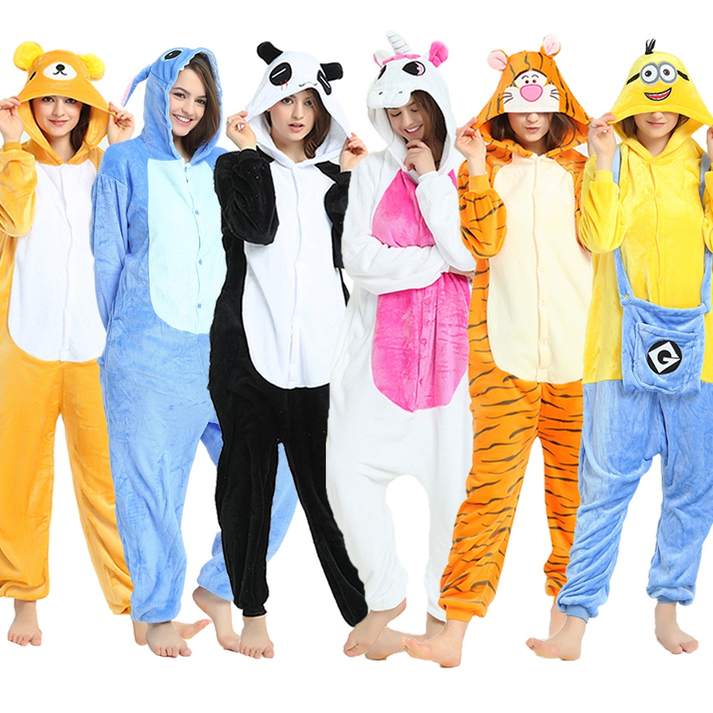 Kigurumi Stitch Pikachu Animal Pajamas Unisex Adults Unicorn Panda Cow Giraffe Onesies Cartoon ...