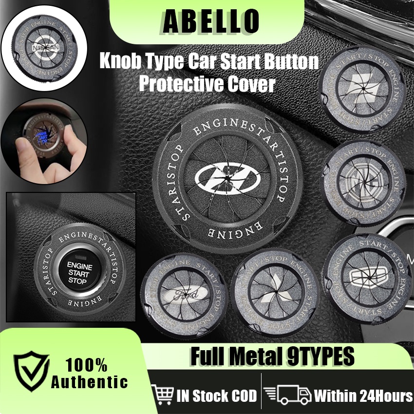 Alloy Car Start Button Cover with Car Emblem Creative Rotary Switch ...