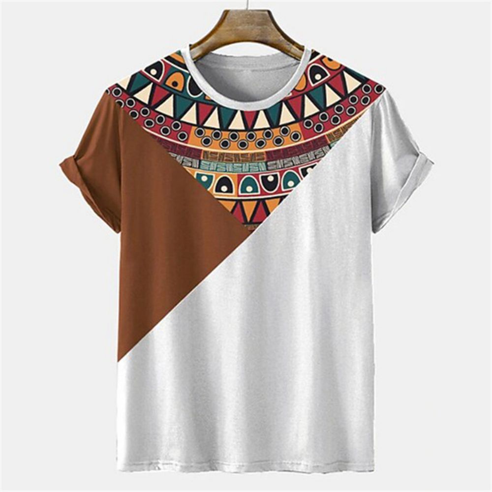 Men's Indian Pattern Ethnic Clothing Retro Men's T-shirt Summer Top O ...