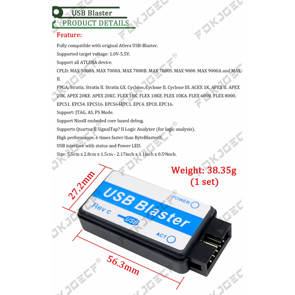 USB Blaster Mini USB Cable 10-Pin JTAG Connection Cable for CPLD FPGA ...