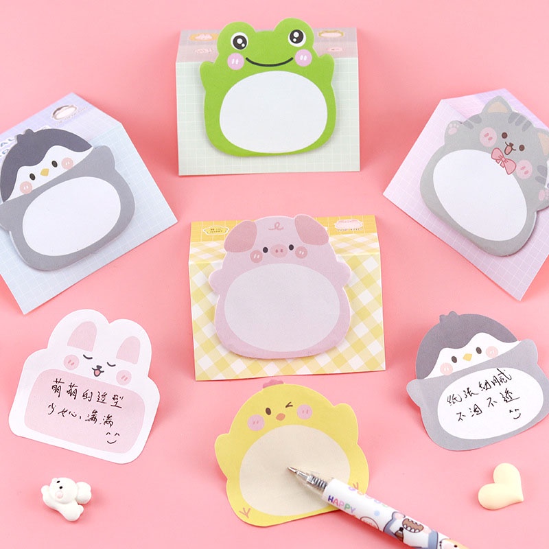 20 Sheets Korean Cute Cartoon Animal Sticky Notes Creative Animal ...