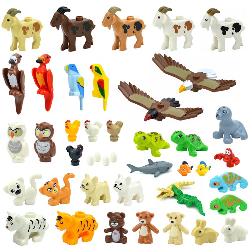 Animal Building Block Figures Goat Sheep Eagle Owl Panda Parrot Seagull ...