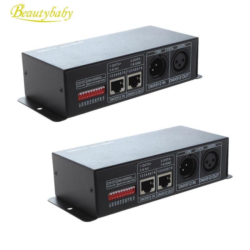 2X DMX 512 4CH X 8A Decoder LED Controller 4 Channel Driver RGBW LED ...