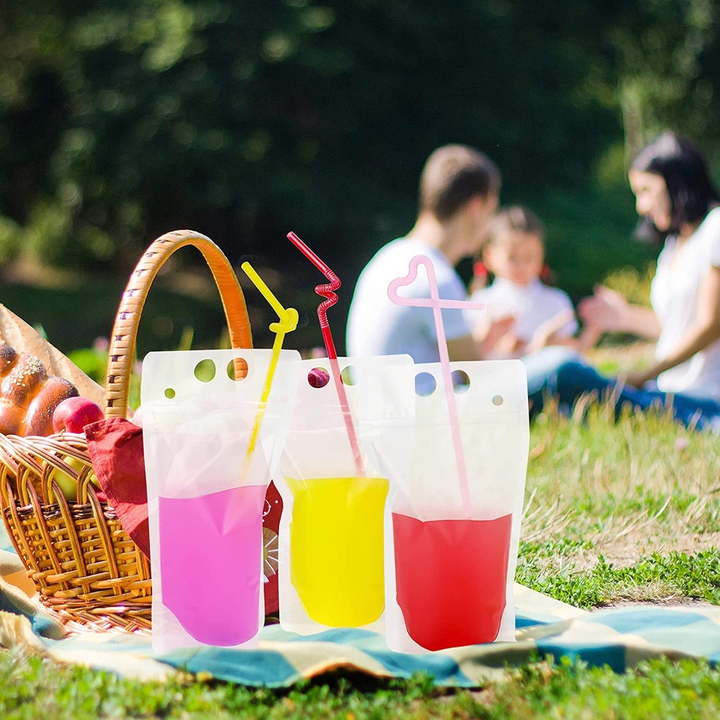 10/50 Pcs Drink Pouches Juice Bags Reusable Drink Pouches Party ...