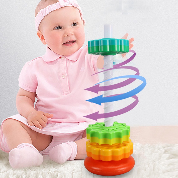 Rainbow Rotating Tower Child Color Recognition Stacking Tower ...