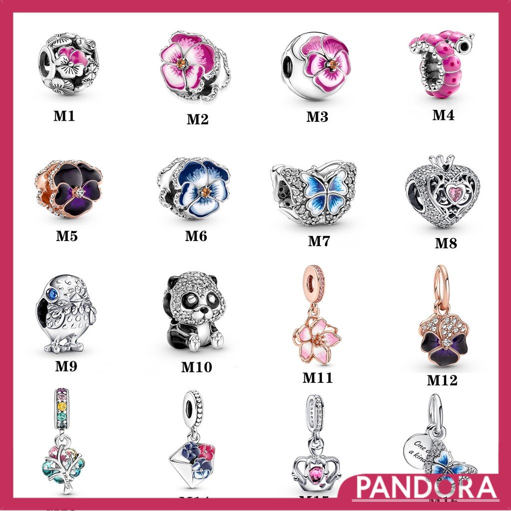 PANDORA Blue Pink Purple Pansy Butterfly Cute Panda Chicken Caterpillar ...