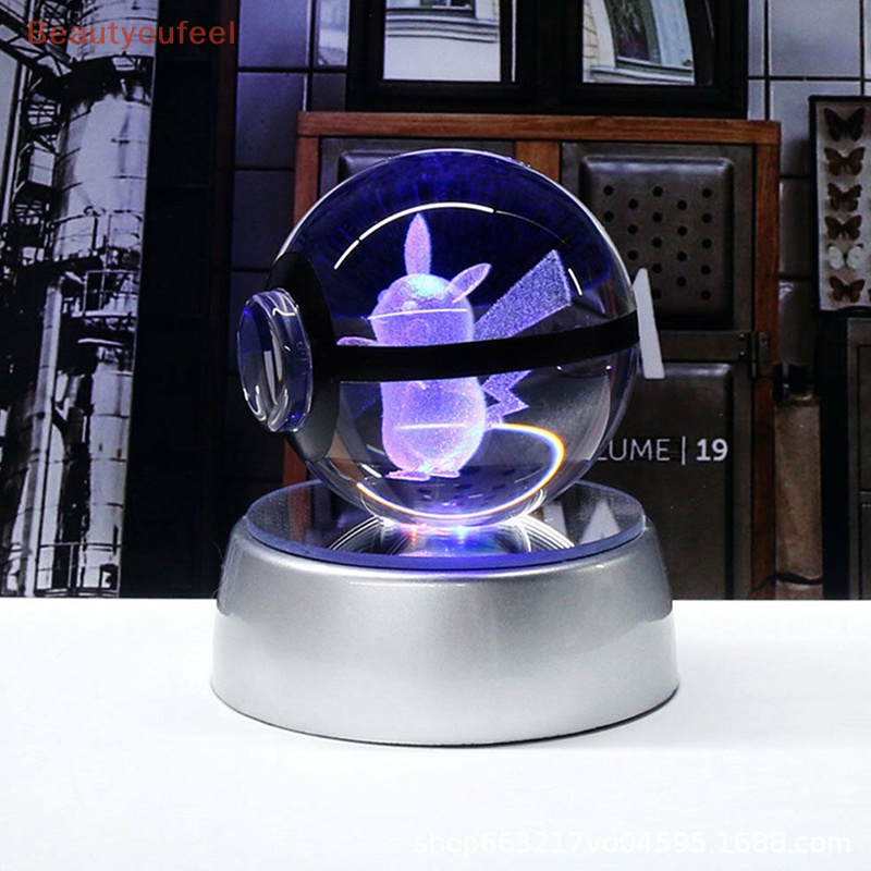 Beautyoufeel Pokemon Crystal Ball 3D Toy Snorlax Mewtwo Pikachu Figures ...