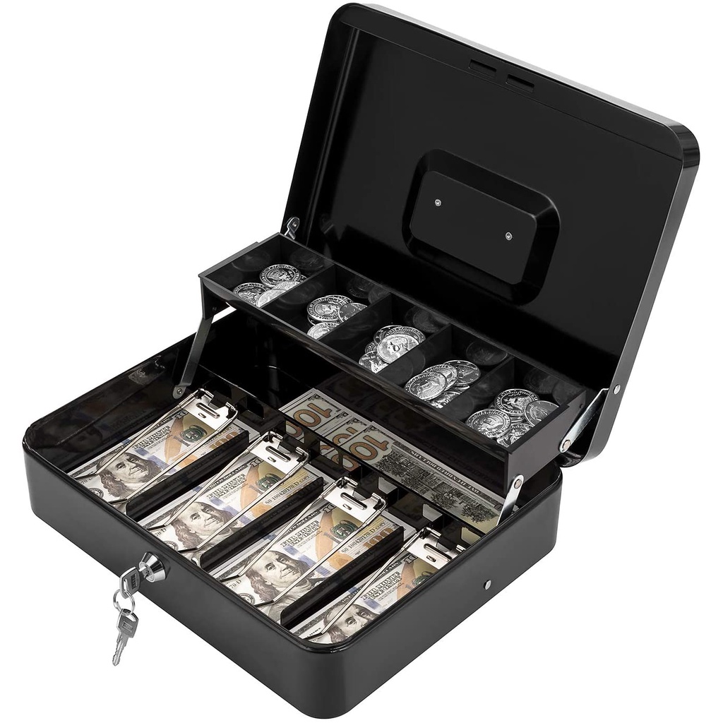 Portable Steel Lockable Cash Coin Money Security Safe Locker Cash Box ...
