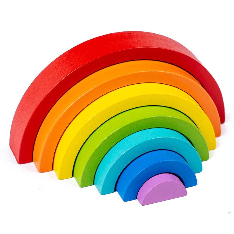Montessori Toys Rainbow Arch Bridge Building Blocks Color and Shape ...