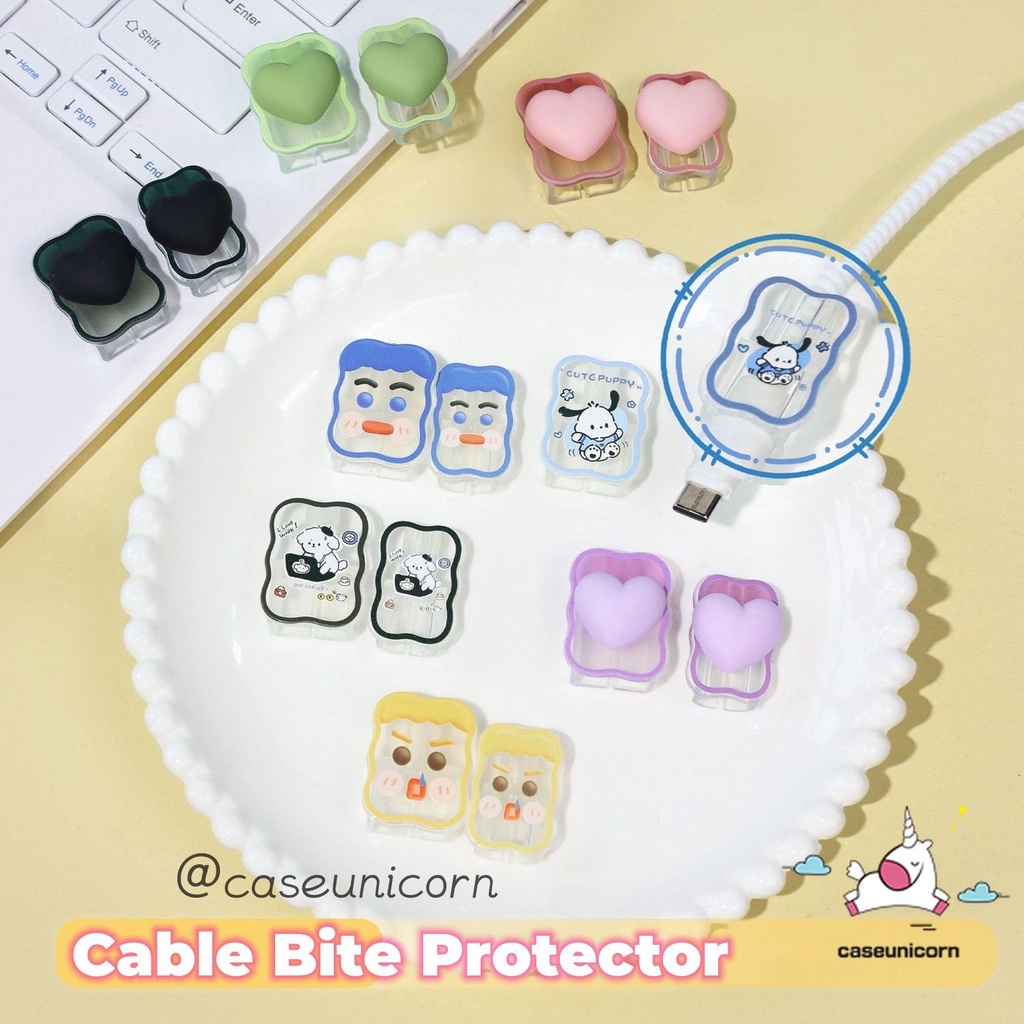 2pcs Cable Bite Protector Creative Wavy Edge Transparent Charging Cable Cover Cartoon Candy 3D ...