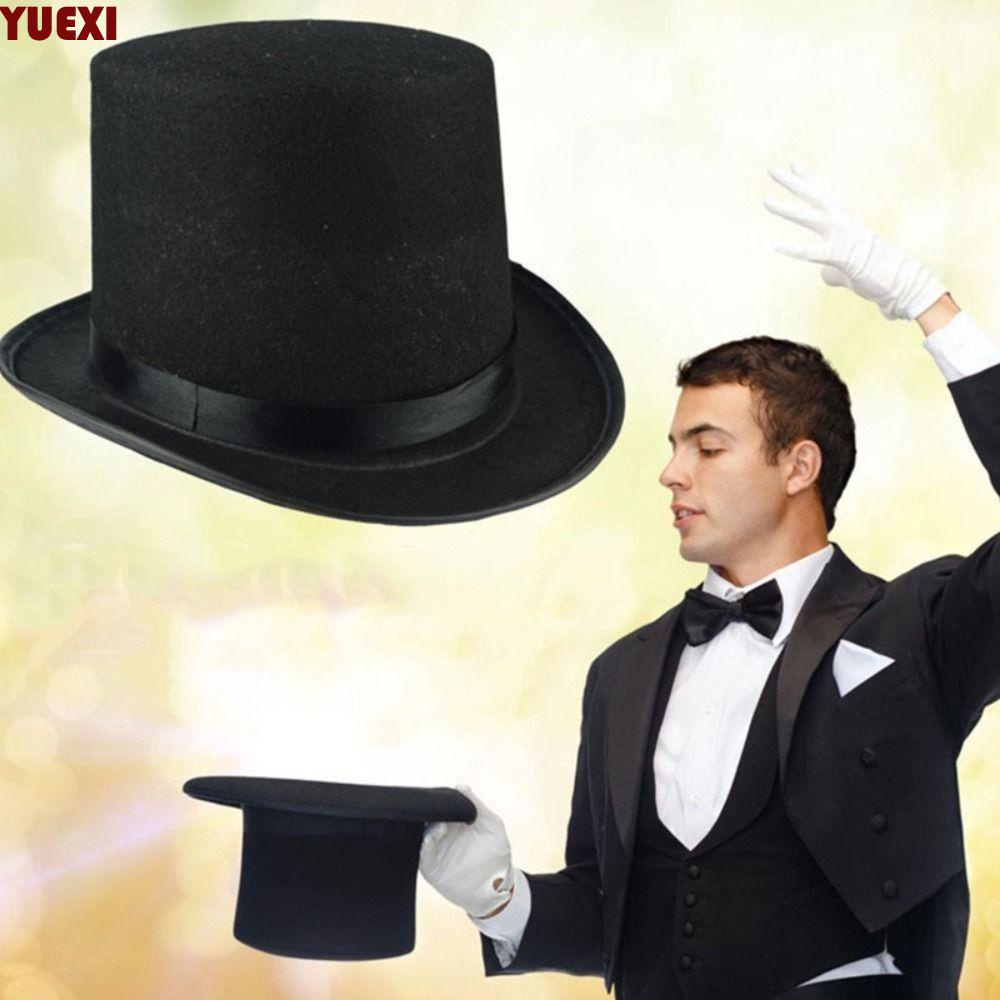YUEXI Magician Top Hat Black Role Play Fedora Hat Fancy Dress Costume ...