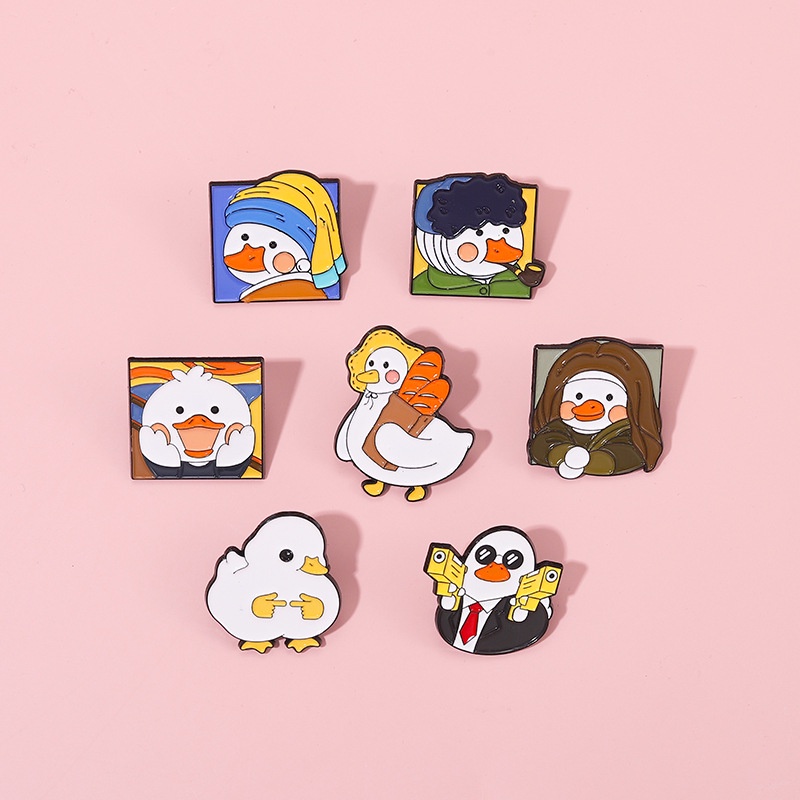 Cute Duck Enamel Pin Animal Brooches Funny Little Yellow Duck Brooch ...