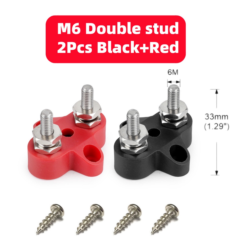 M6 M8 M10 Terminal Block Studs Bus Bar 5/16" 1/4" BusBar Positive Negative Heavy Duty Power ...