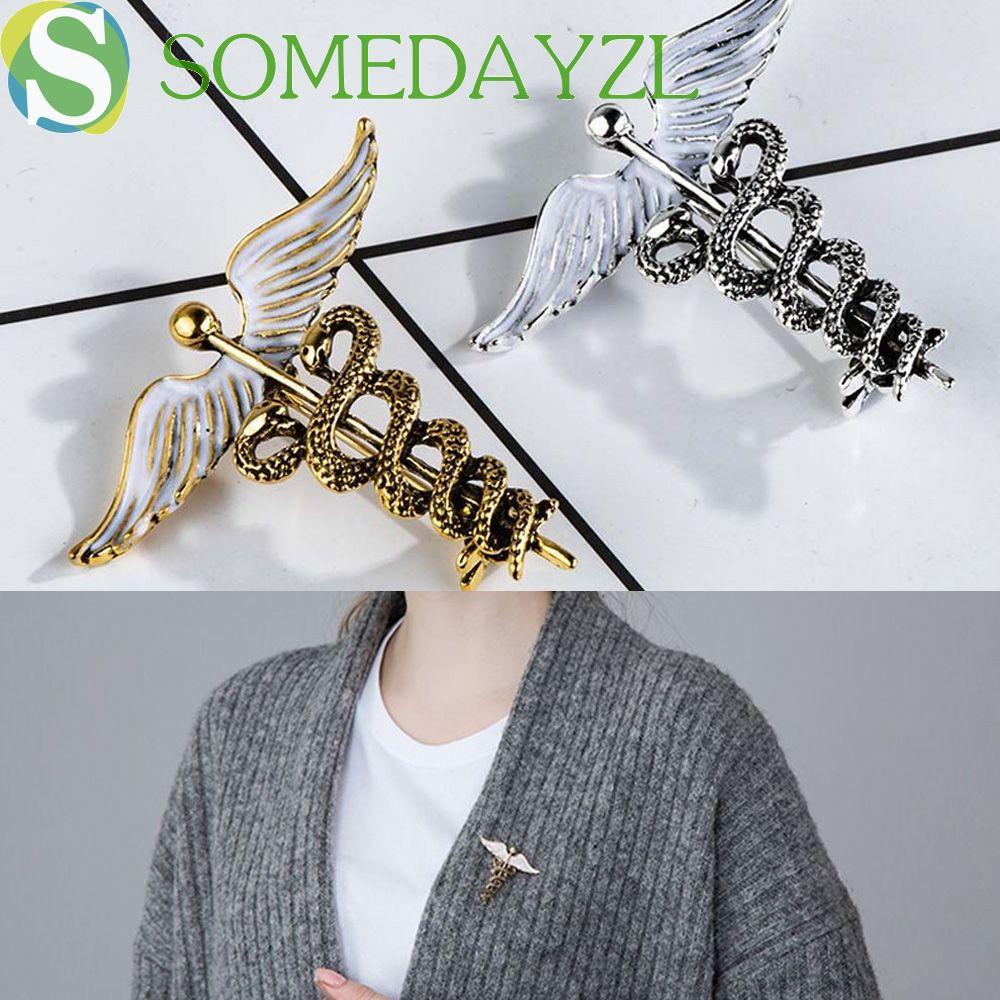 SOMEDAYZL Caduceus Rod Angel Wings Snake Badge Brooch Pins | Shopee ...