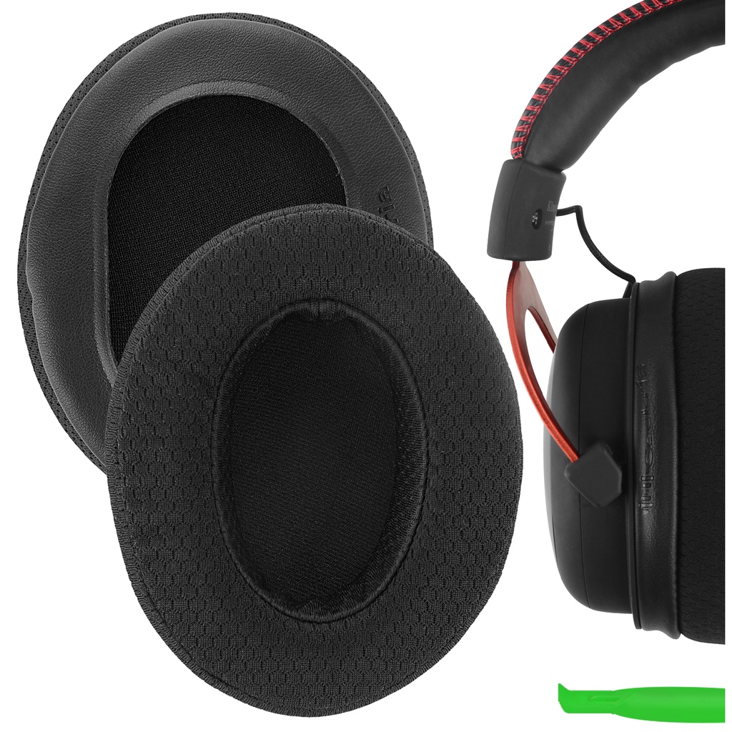 Geekria Extra Thick Mesh Fabric Replacement Ear Pads for HyperX Cloud ...